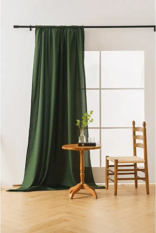 Závěs OXFORD LIGHT 140x270 cm, tmavě zelený Zavěšení: Řasící páska