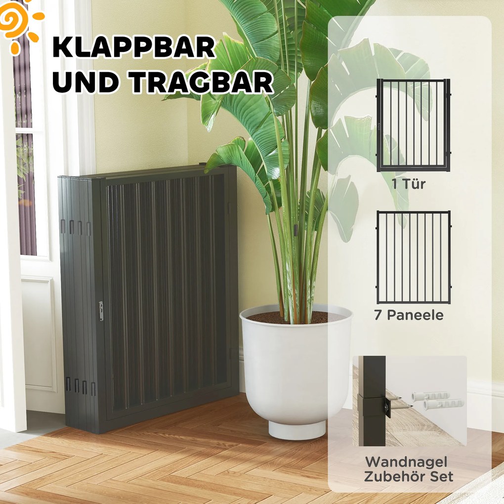 PawHut Psí Park Ohrady pro psy 8 panelů 60x76 cm pro malé a střední plemena, ocelový korál pro interiér i exteriér, černý