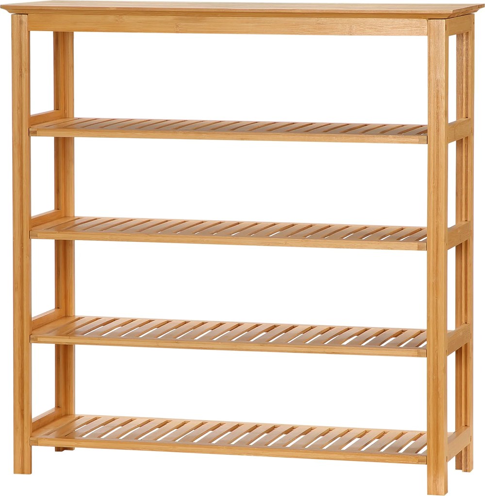 HOMCOM Botník, Stojan na boty s 5 úrovněmi, Organizér pro max. 20 párů bot, Police na boty pro předsíň, Chodbu, Bambus, 80 x 29 x 82 cm, Přírodní | Ao