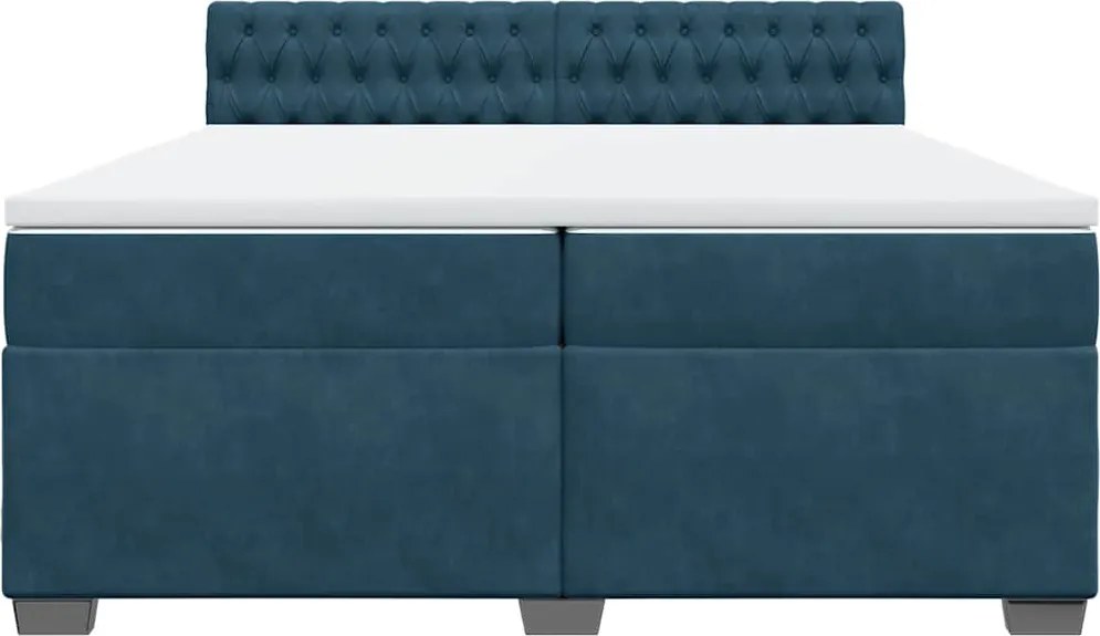 Box spring postel s matrací modrá 200 x 200 cm samet 3288712