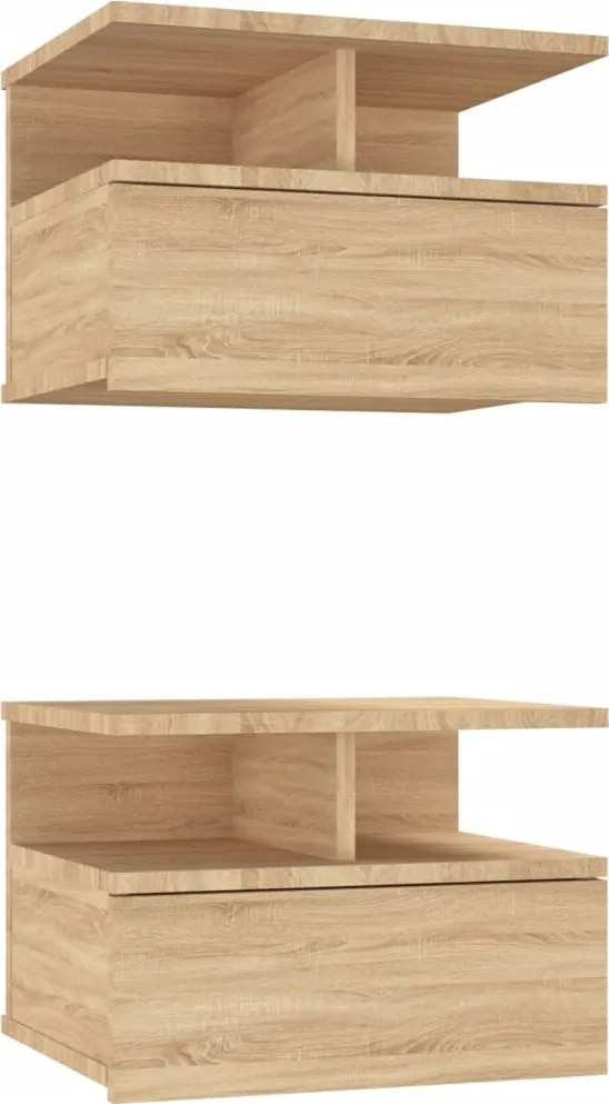 vidaXL Plovoucí noční stolky 2 ks 40 x 31 x 27 cm kompozit [800414] Barva: kouřový dub