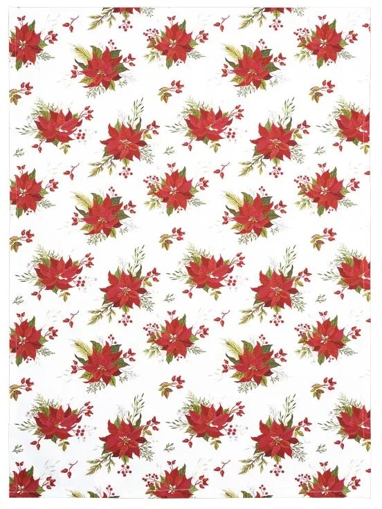 SCANquilt utěrka DEKORO vánoční hvězdy, šípky bíločervená 50 x 70 cm