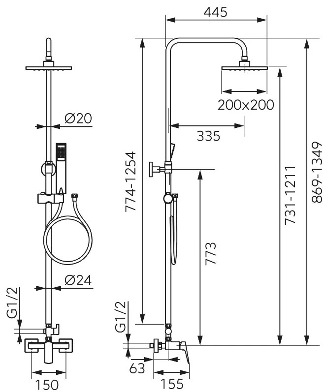 Ferro Vitto Verdeline, sprchová sada 150 mm s horní dešťovou hlavicí, chrom lesklý, NP81-BVI7UVL