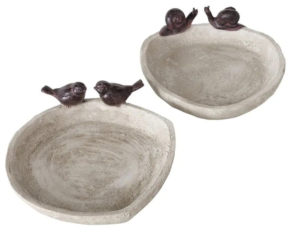 Napajedlo pro ptáky Snails, 6x21 cm, polyresin, béžová