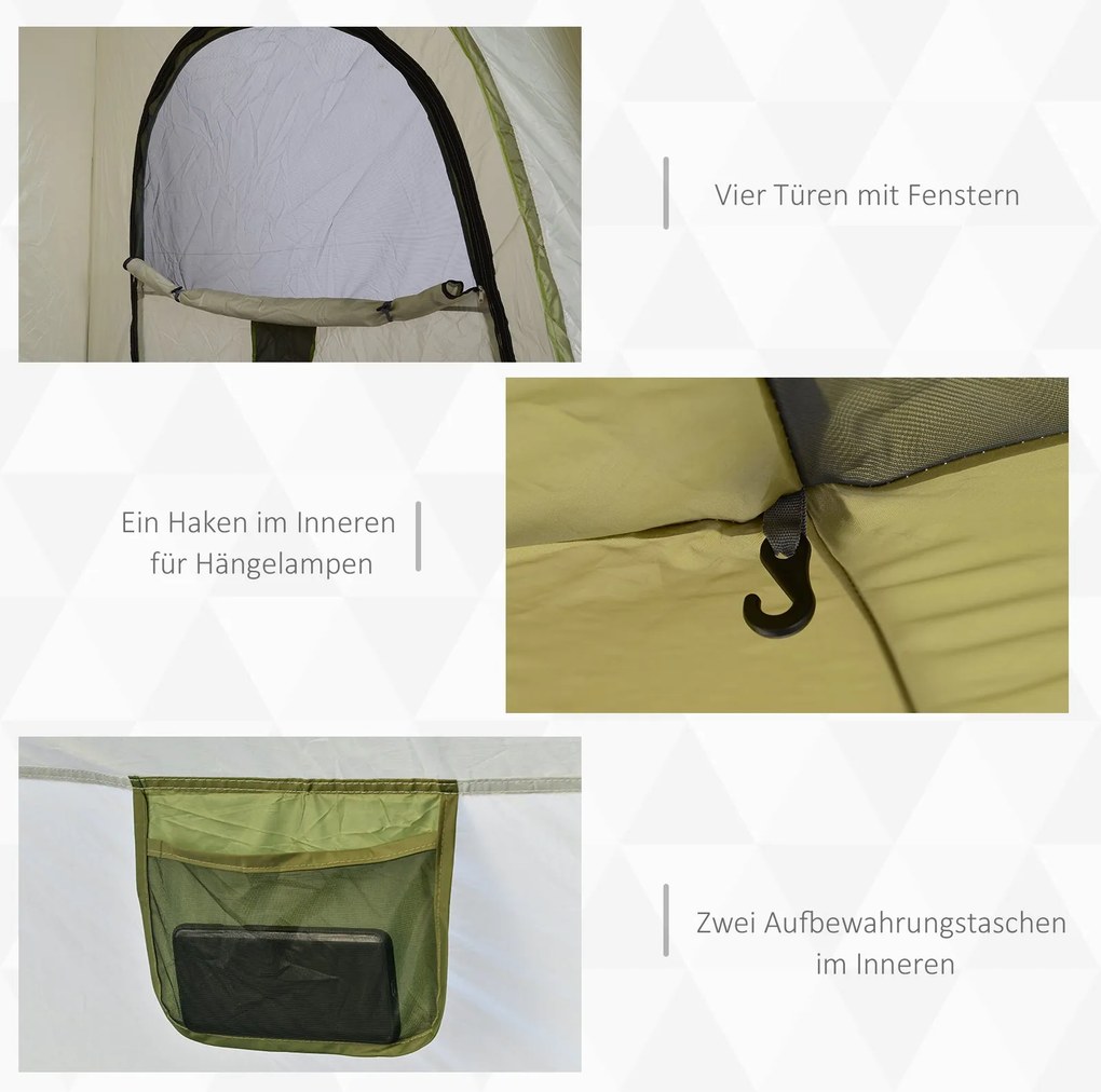 Outsunny Dvojcestný stan pro 4 osoby - Lehce, stabilní, voděodolný, UV 50+ pop-up stan pro kempování s háčkem, dveřmi, oknem, podlážkou, rodinný stan…