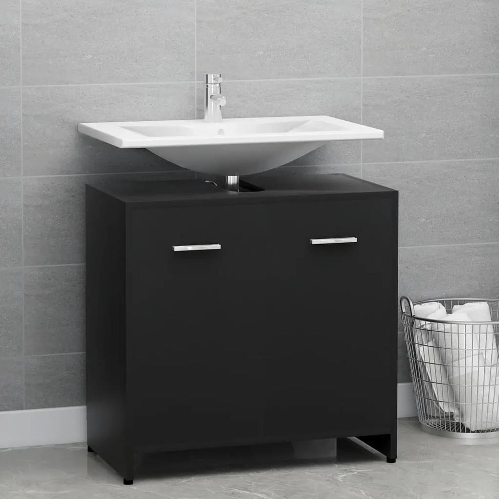 vidaXL Koupelnová skříňka 60 x 33 x 61 cm dřevotříska [802575] Barva: Černá