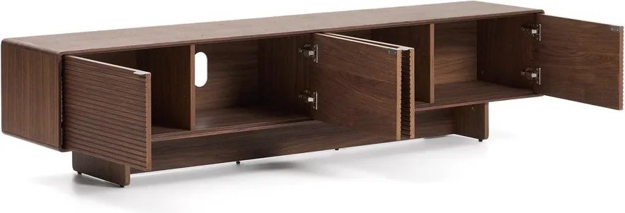 Tmavě hnědý TV stolek v dekoru ořechu 200x46x40 cm Norlen – Kave Home
