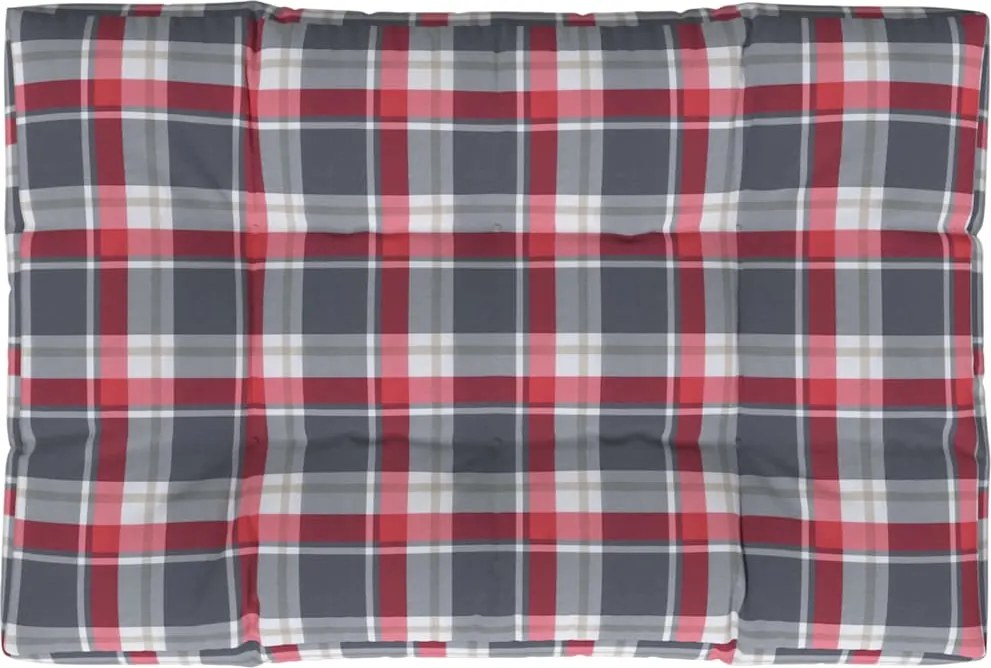 Poduška na palety červená károvaná 120 x 80 x 12 cm textil 314421