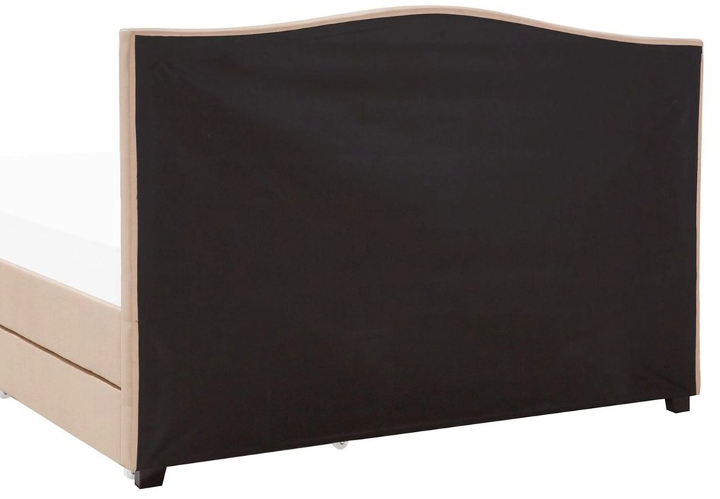 Čalouněná béžová postel s úložným prostorem 180 x 200 cm MONTPELLIER Beliani