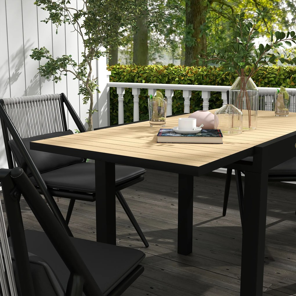 Outsunny jídelní stůl zahradní stůl pro 6 osob rozkládací až do 70 kg nosnost hliník žlutá 81/162 x 80 x 75 cm pro terasu a balkon | Aosom.de
