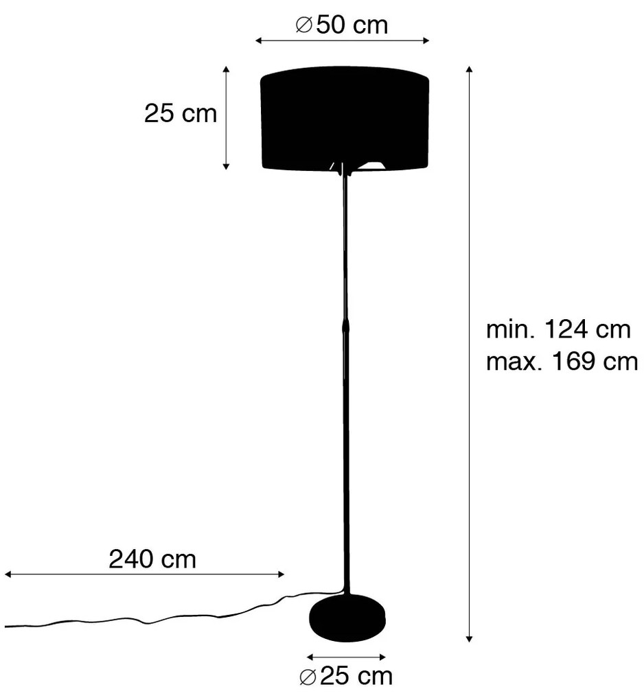 Stojací lampa nastavitelná bronzová se světle hnědým stínítkem 50 cm - Parte