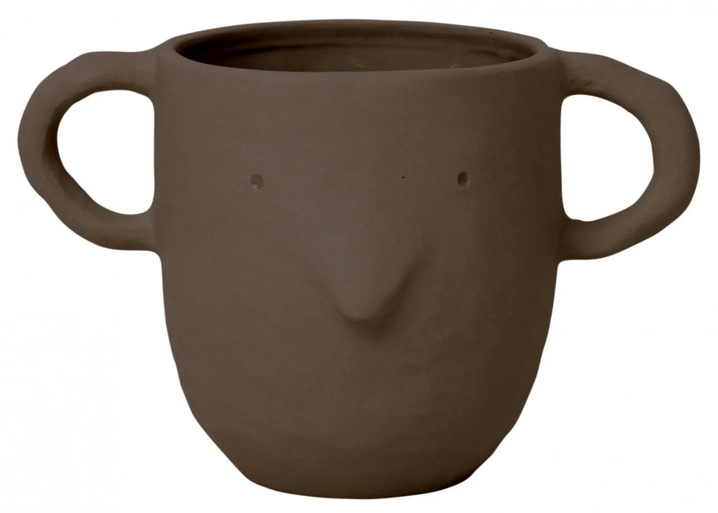 ferm LIVING Keramický obal na květináč Mus Plant Pot Large, hnědá barva, keramika