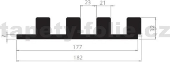Akustické dekorační panely MAXI, černý mat 3D lamely na filcovém podkladu, rozměr 270 x 17,7 cm, IMPOL TRADE