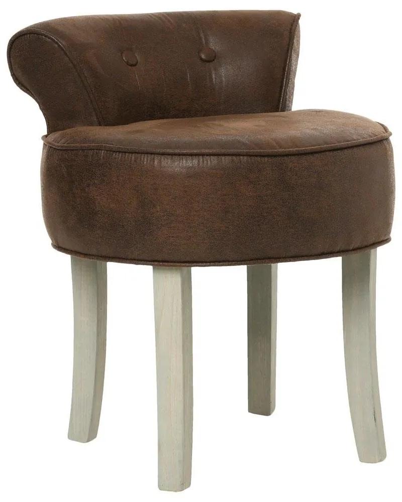 Měkká čalouněná stolička FIRMIN stolička k toaletnímu stolku - umělá kůže, hnědá barva