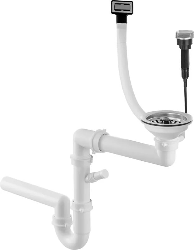 Gamma Gamma, 1-komorový automatický sifon pro granitové dřezy s hranatým přepadem, chromová, GMA-1A11ZCH