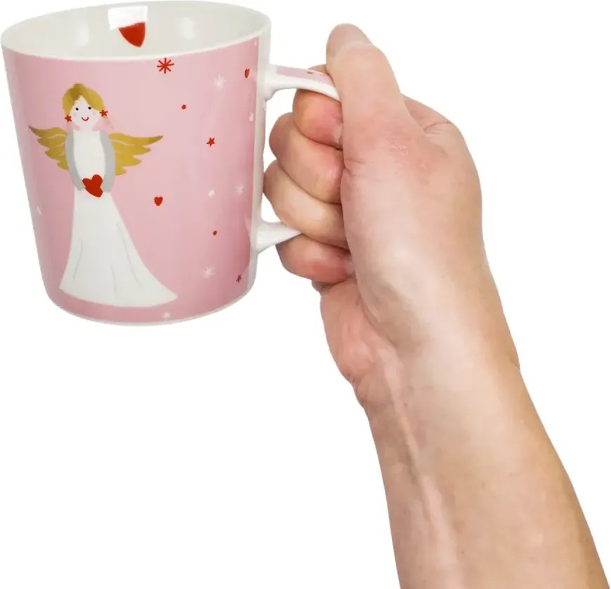 Porcelánový hrnek Anděl se srdcem, 400 ml – dárkový hrnek pro maminku, babičku a ženy se srdcem