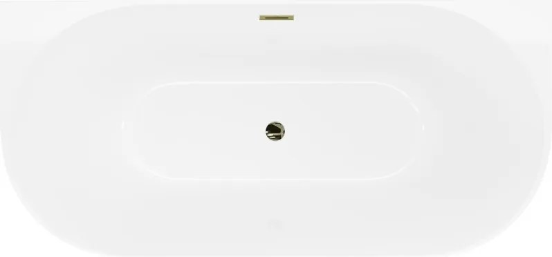 Mexen Oval Slim volně stojící přisazená vana 170 x 80 cm, bílá, přepad zlatý - 52661708000-50