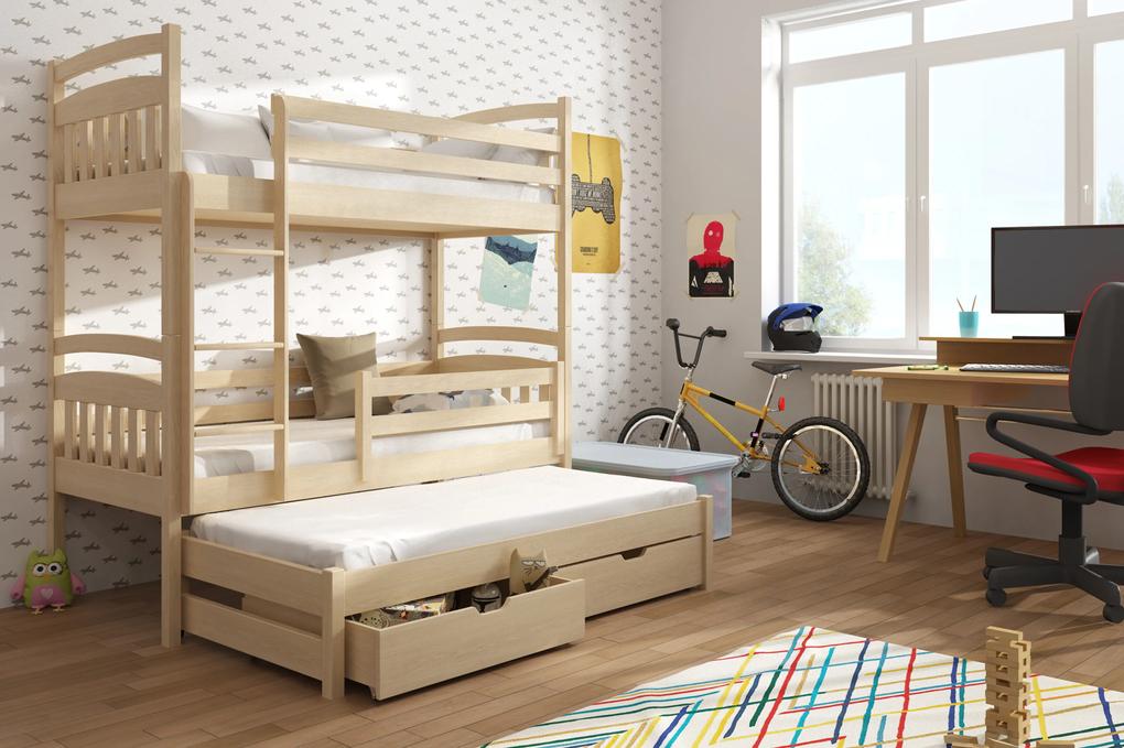 Dětská postel 80 cm ANIE (s roštem a úl. prostorem) (borovice). 1013168