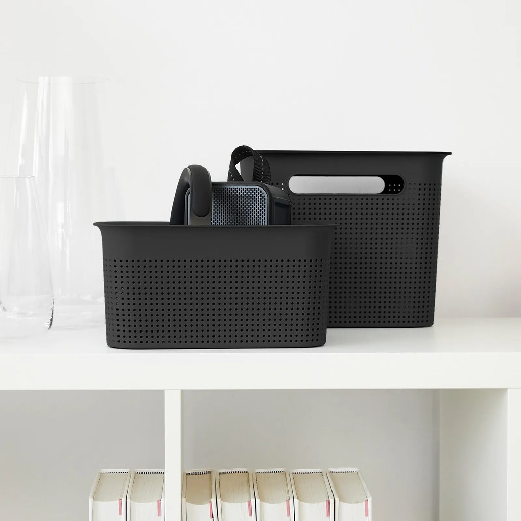 Rotho Úložný box s víkem a s madly BRISEN 16l, 36x26,2x21cm, černý