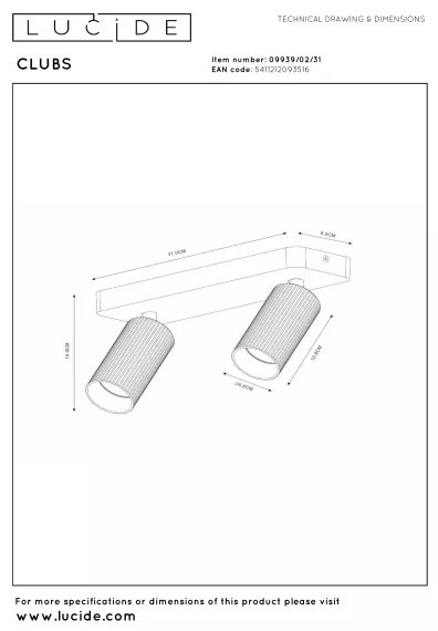 Lucide 09939/02/31 - Bodové svítidlo CLUBS 2xGU10/40W/230V bílá