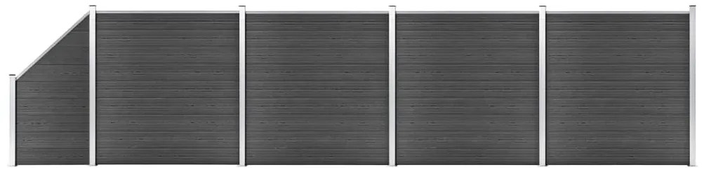 Set plotových dílců WPC 792 x (105–186) cm černý 3070440