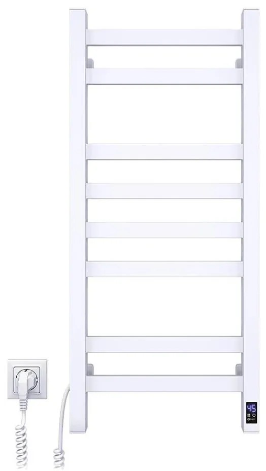 Koupelnový žebříkový radiátor s term. AVANGARD 251W/230V 80,6 cm IP44 bílá levá