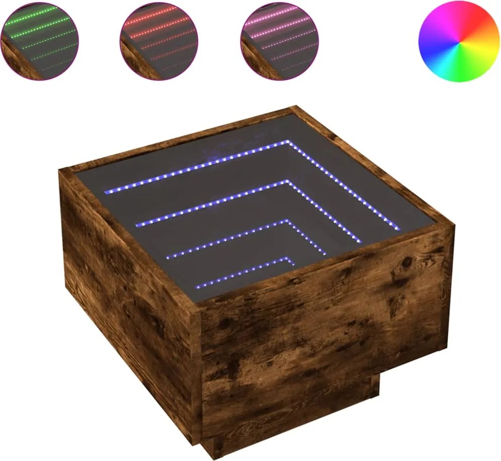 Noční stolek s Infinity LED kouřový dub 40 x 40 x 30 cm 3284067