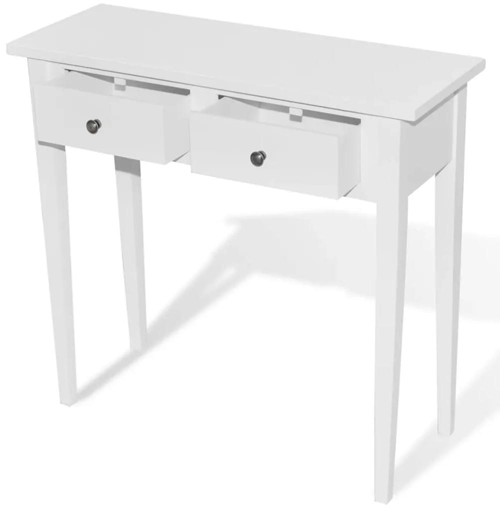 vidaXL Toaletní konzolový stolek se dvěma zásuvkami bílý
