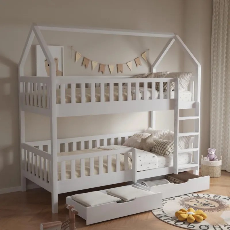 Montessori patrová postel 90x200, bílá, VENITA TYP 2 Kondela 0000396841