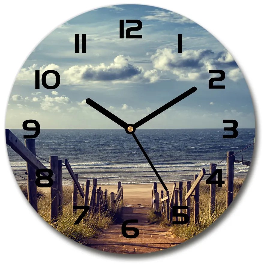 Wallmuralia Skleněné hodiny kulaté Stezka na pláž fi 30 cm