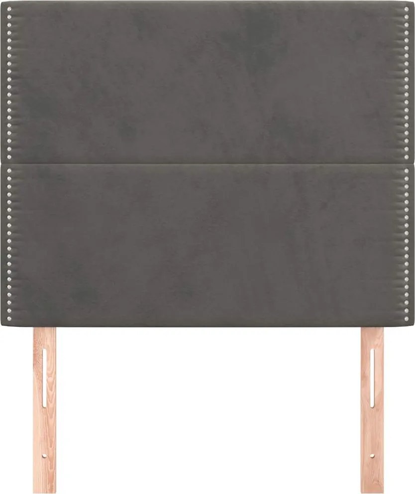 Čelo postele tmavě šedé 90x5x118/128 cm sametové 3116229