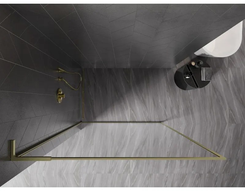 Mexen, Mexen Kioto-XF L sprchová stěna s rámem 80 x 202 cm, průhledná 10 mm, broušené zlato - 800-080-174-55-00-XF