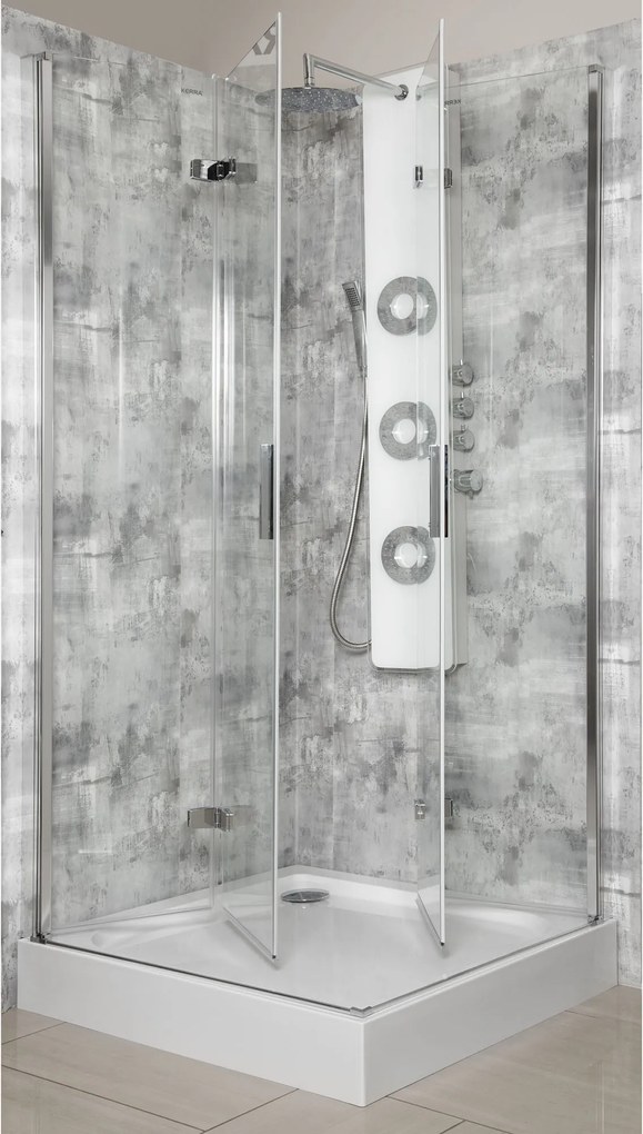 Novoterm Zalamovací otočné sprchové dveře NV-Style DR CHR 80, chrom/transparent - bez vaničky