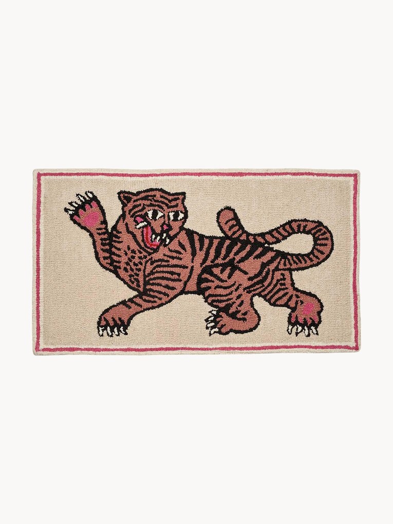 Ručně všívaný vlněný koberec Pink Tiger