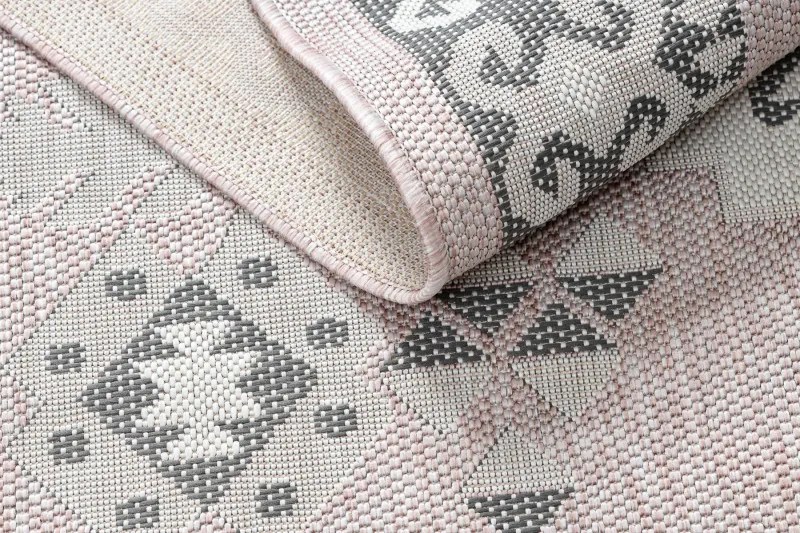 Dywany Łuszczów, Kusový koberec Sion Sisal Aztec 3007 pink/ecru – na ven i na doma, 160x220, růžová, chodba / předsíň