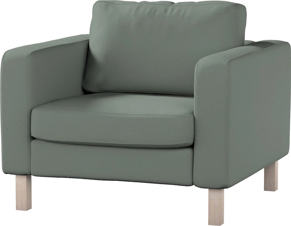 Potah na křeslo IKEA Karlstad, krátký barva zelená látka pletený vzor