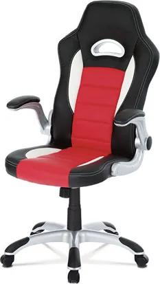 /KA-E240/kanc. židle, PU černo-červená, plyn.píst, houpací mechanismus, nastavitelné područky