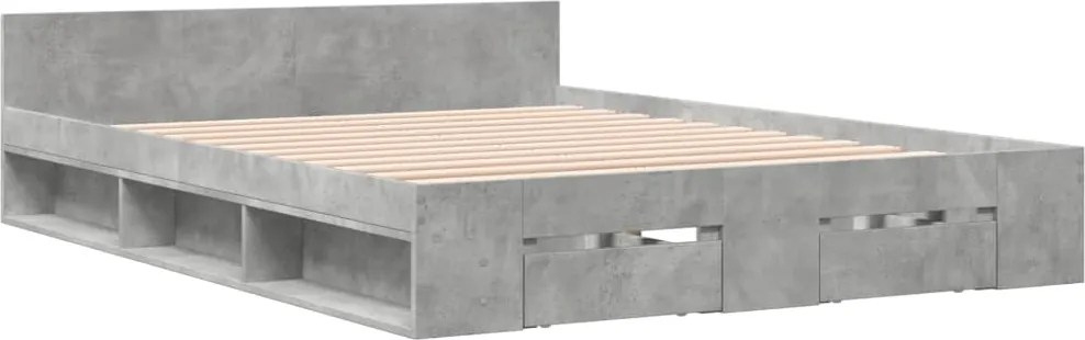 Rám postele se zásuvkami betonově šedý 135 x 190 cm kompozit 3280772