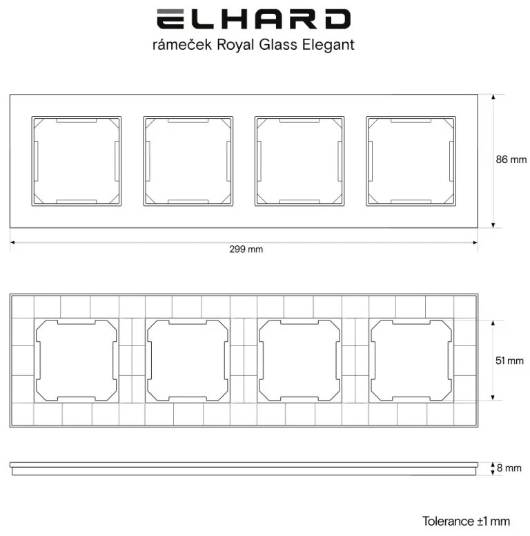 Elhard Skleněný čtyřrámeček Royal Glass Elegant, bílý YE3104W