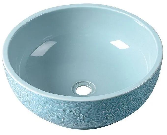 PRIORI keramické umyvadlo, průměr 43cm, blankytná modř