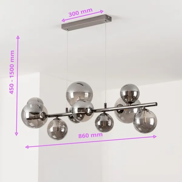 Brilagi - LED Lustr na lanku MILLA 10xG9/3W/230V černý chrom/kouřová