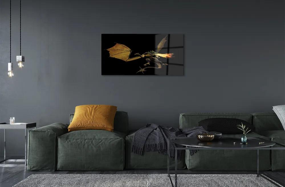 Obraz na skle Ohnivého draka 125x50 cm