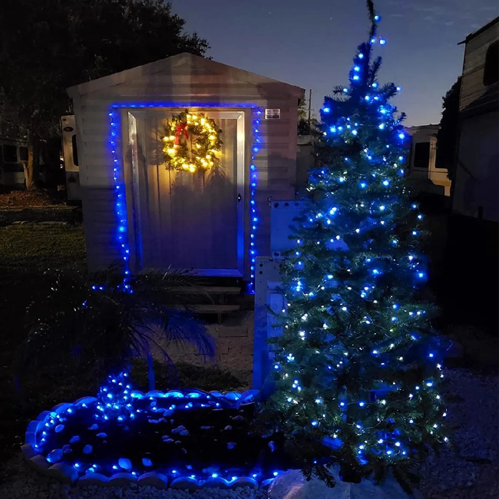 Vánoční světýlka venkovní FLASH modrá 100 LED