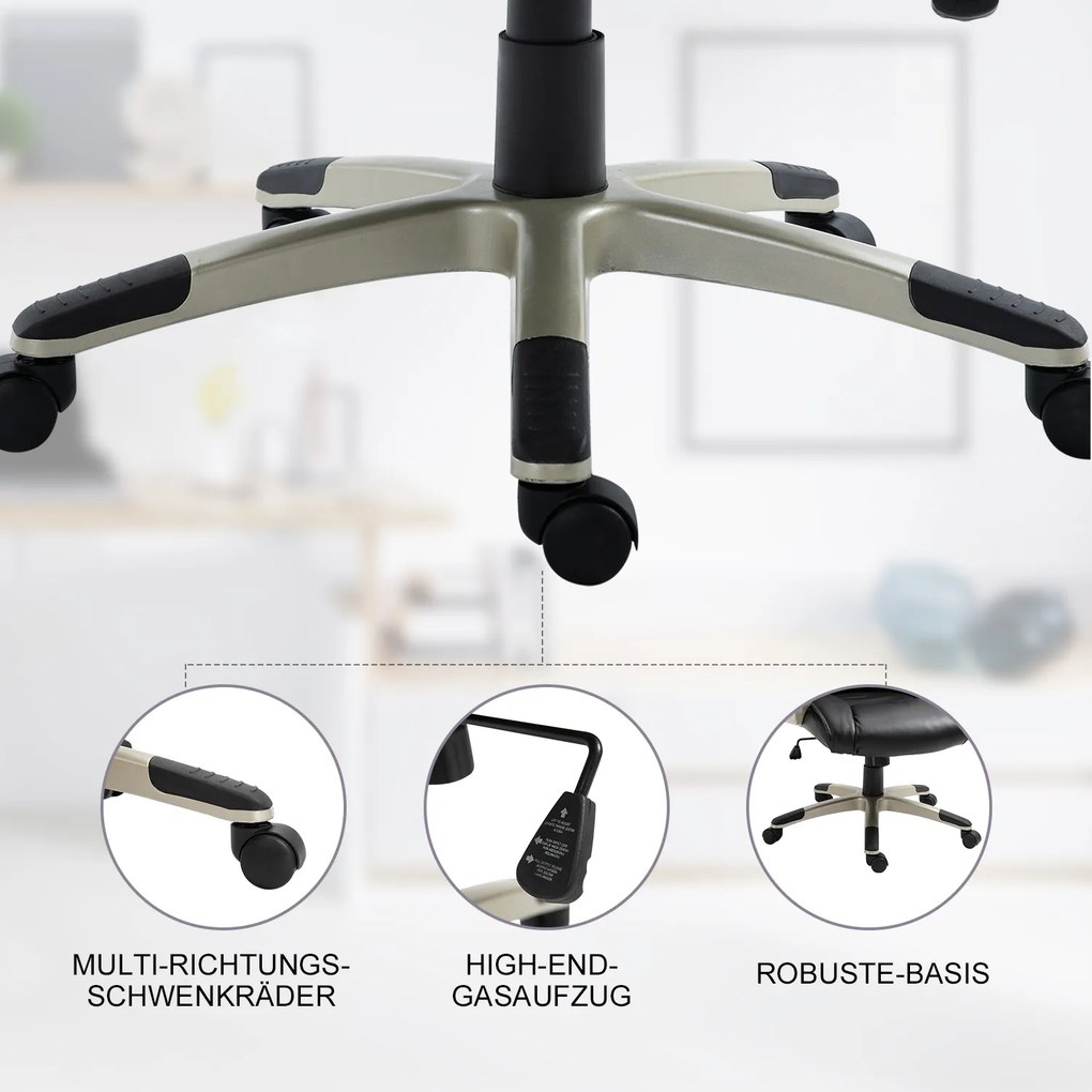 Kancelářská židle HOMCOM výškově nastavitelná 114-124H cm, s funkcí houpání, ergonomická kancelářská židle
