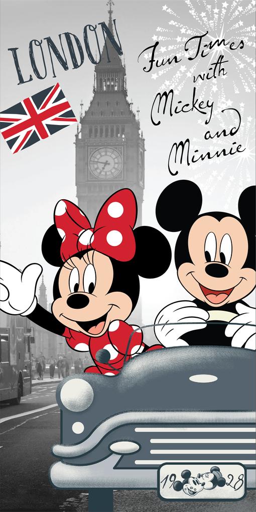 Jerry Fabrics Osuška froté Mickey&Minnie Londýn70x140 cm