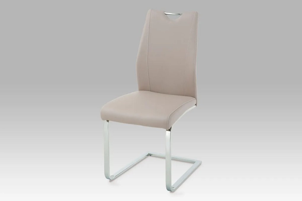 Jídelní židle, koženka lanýžová / chrom HC-025 LAN