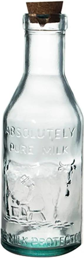 Skleněná láhev z recyklovaného skla na mléko Ego Dekor Farma, 1 litr