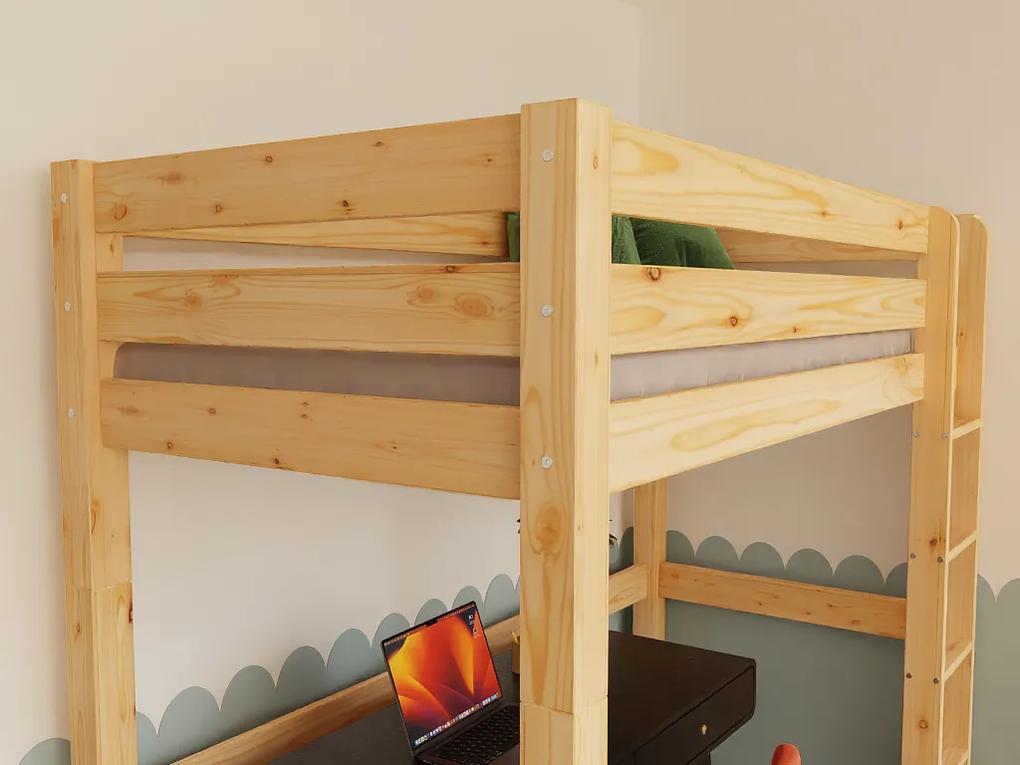 Tartak Meble Dřevěná vyvýšená postel MAKALU pro děti 90x200 cm Zvolte barvu: Transparentní lazura