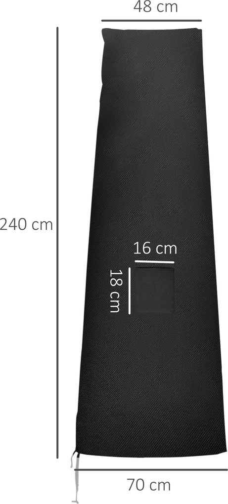 Outsunny ochranný kryt slunečníku pro slunečníky do Ø400 cm kryt slunečníku se zapínáním na zip, taška Oxford tkanina černá | Aosom