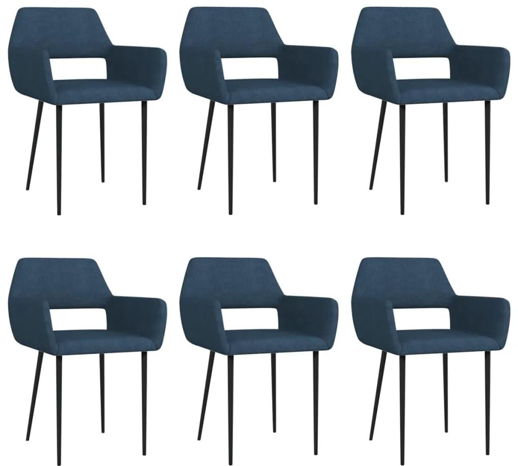 3057549 vidaXL Jídelní židle 6 ks modré textil